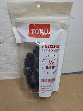 TORO PCV-500 Pack Precision Check Valve Inlet